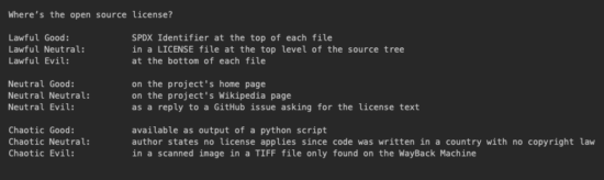 Open Source License Location Alignment Chart | Zebra Cat Zebra